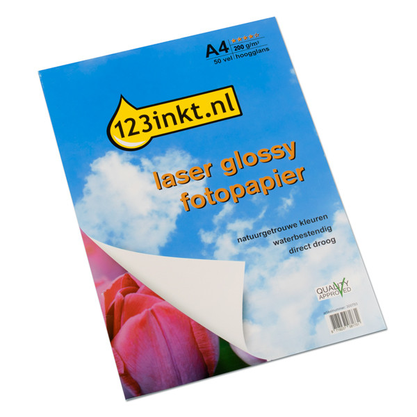 123inkt laser fotopapier glossy 200 grams A4 (50 vel) FSC® Mix 70% 123inkt.nl