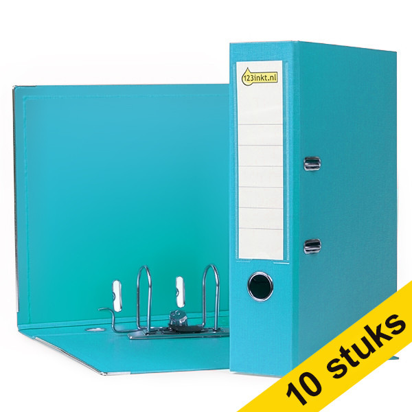 Aanbieding: 10x 123inkt ordner A4 plastic turquoise 80 mm 123inkt.nl