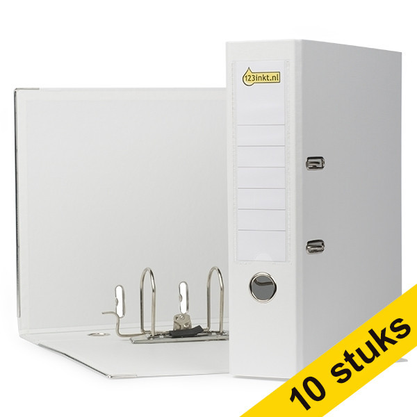 Aanbieding: 10x 123inkt ordner A4 plastic wit 80 mm 123inkt 123inkt.nl