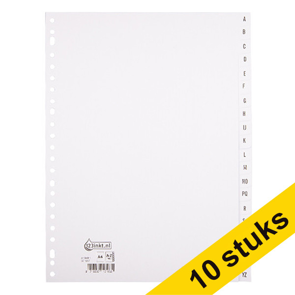 Aanbieding: 10x 123inkt witte kartonnen tabbladen A4 met A-Z tabs (23 ...