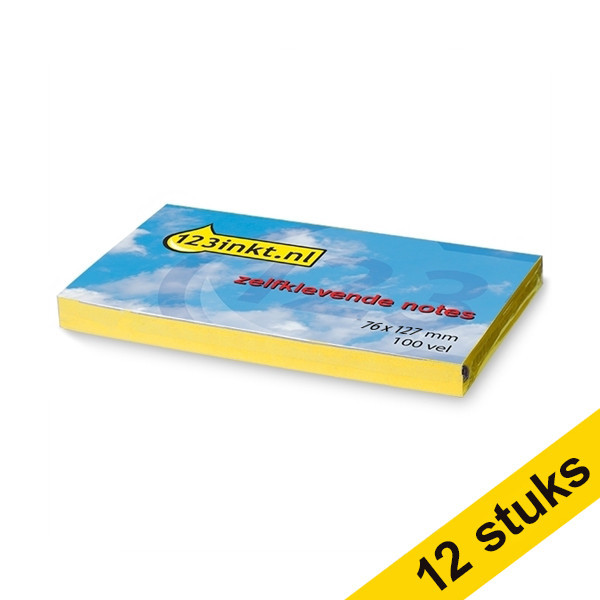 Aanbieding: 12x 123inkt zelfklevende notes geel 76 x 127 mm 123inkt.nl