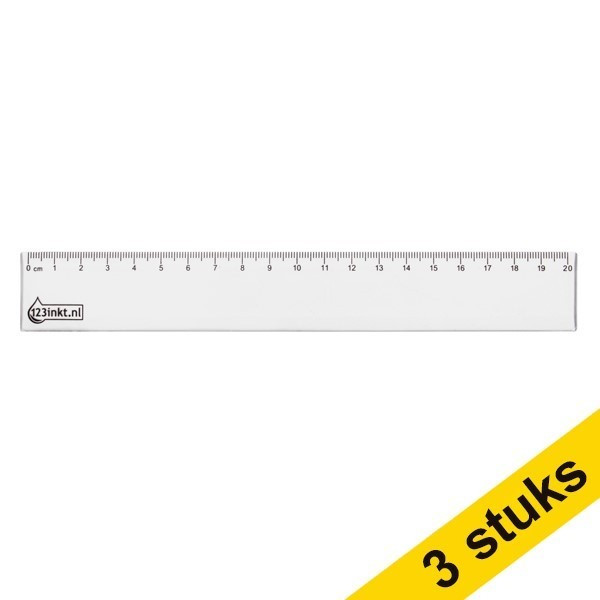 Aanbieding: 3x 123inkt liniaal plastic (20 cm) 123inkt.nl