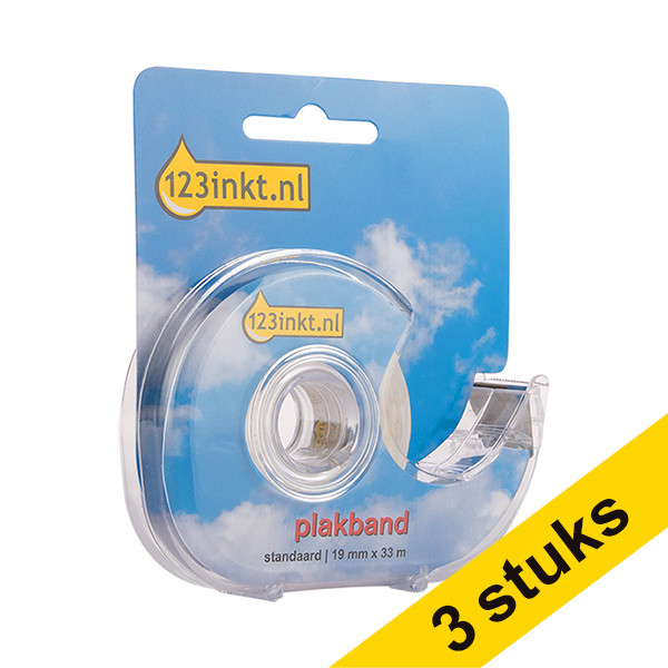 Aanbieding: 3x 123inkt standaard plakband 19 mm x 33 m + dispenser ...