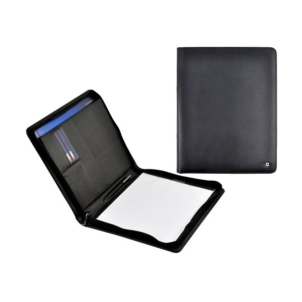 Desq schrijfmap met rits A4 leer zwart 123inkt.nl
