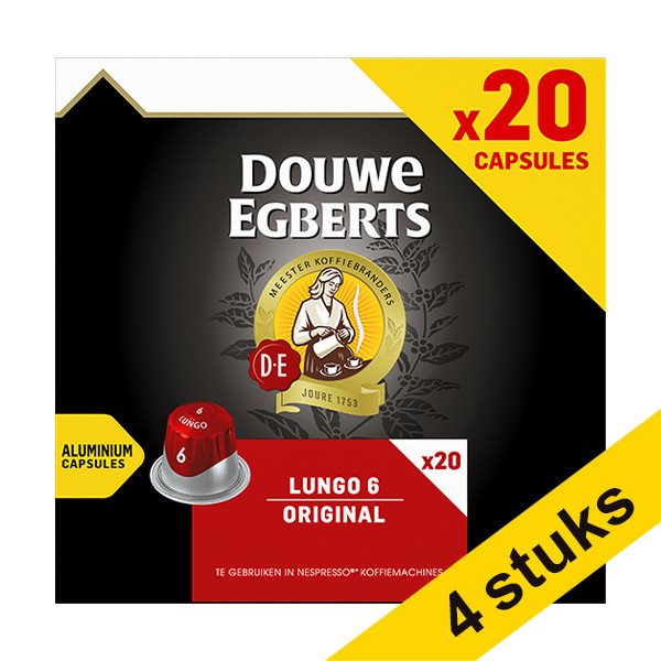 Aanbieding: 4x Douwe Egberts Lungo Original koffiecups (20 stuks ...