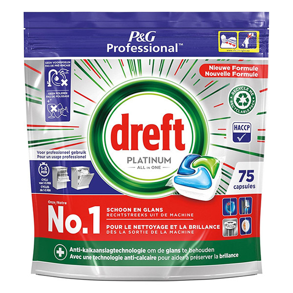 Dreft Professional All-in-One Platinum vaatwastabletten Regular (75 ...