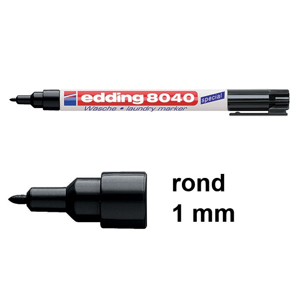 Edding 8040 wasgoedmarker zwart (1 mm rond) Edding 123inkt.nl