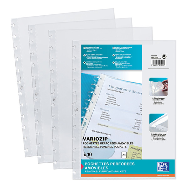 Oxford Vario-Zipp showtas A4 glashelder (10 stuks) Oxford 123inkt.nl