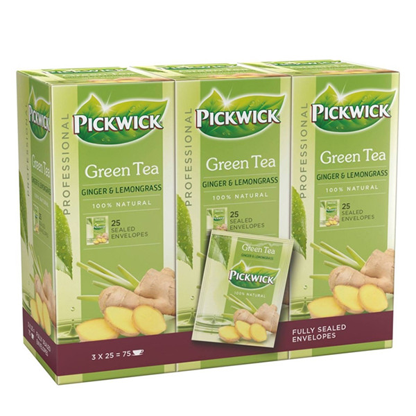 Pickwick Professional Green Tea Ginger & Lemongrass (3 x 25 stuks ...